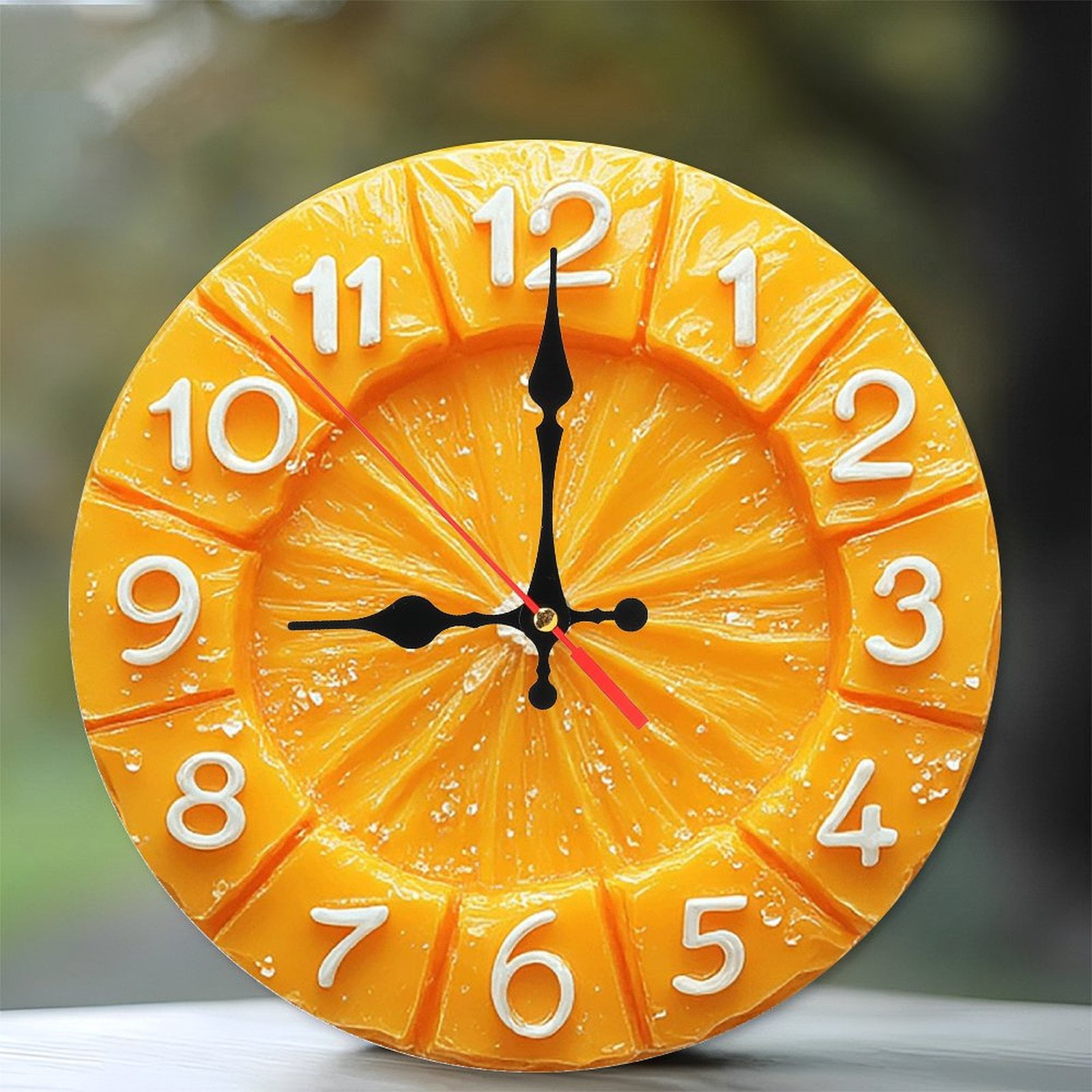Orange Slice Wall Clock Unique Decor 10-Inch Silent Wooden Wall Clock ...