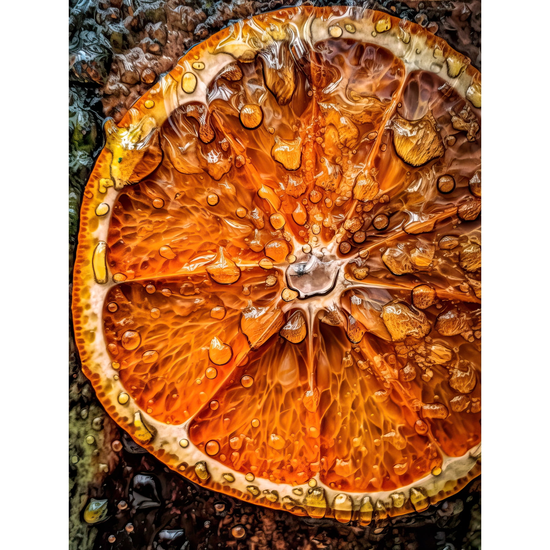 Orange Slice with Juice Droplets Macro Painting Extra Large XL Wall Art ...