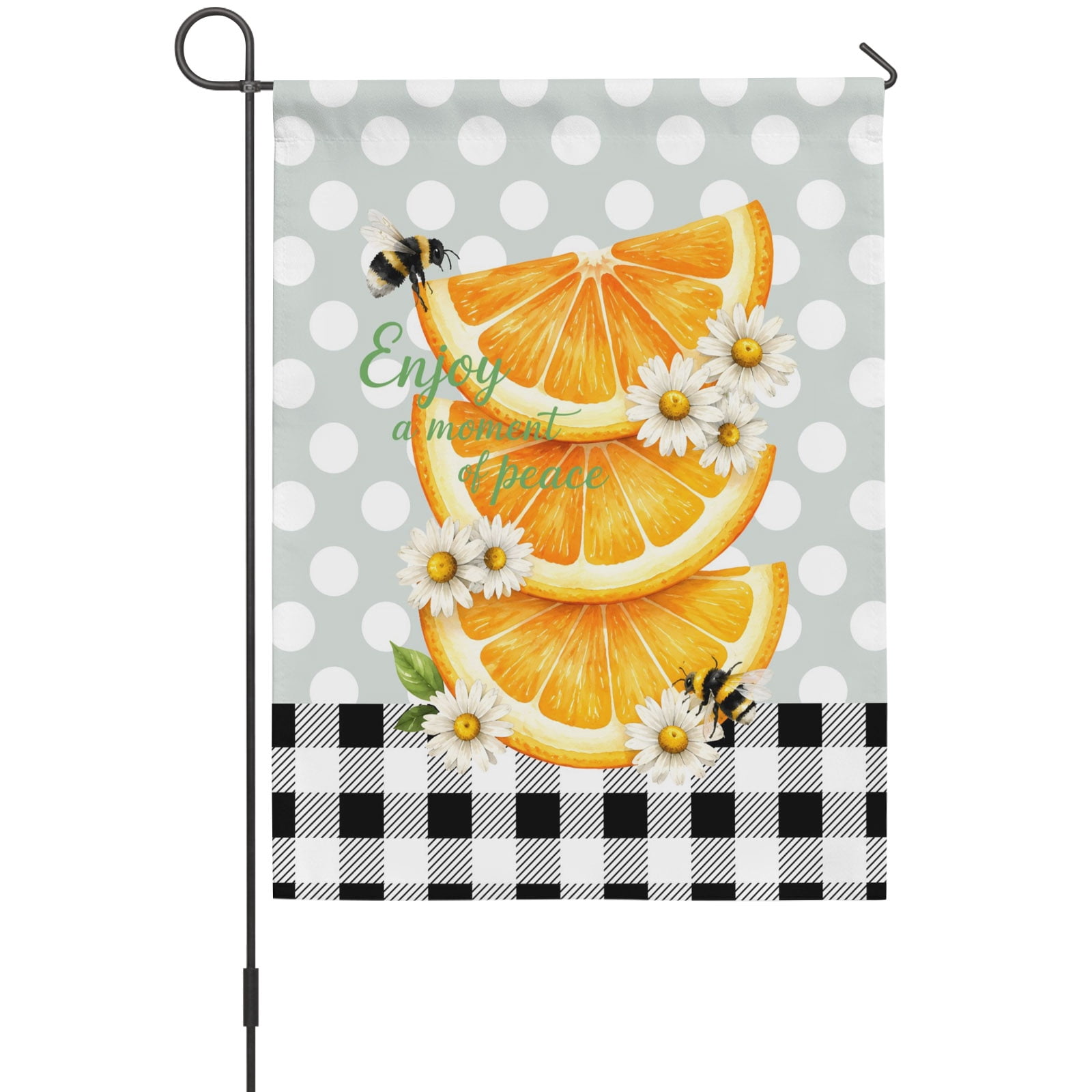 Orange Slices Garden Flag 12 x 18 Inches, Daisy Honeybee Polka Dots ...