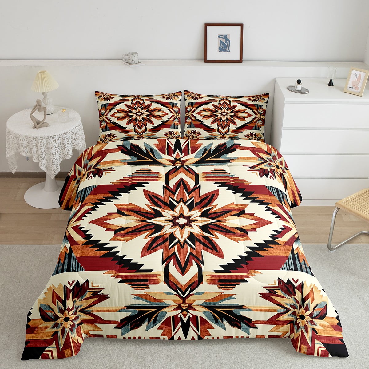 Orange Southwestern Twin Comforter Set,Tribal Aztec Bedding Set ...