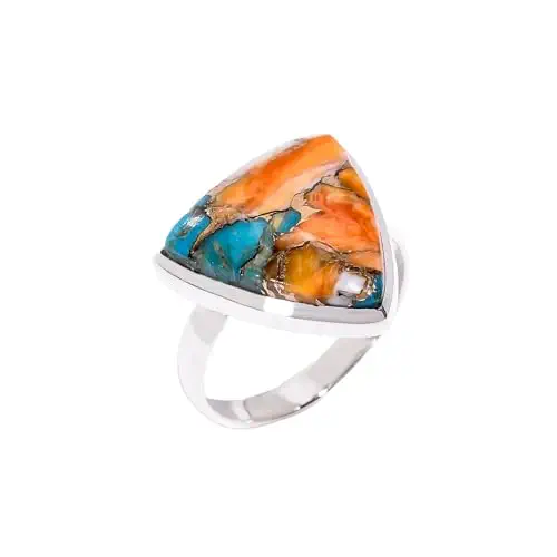 Orange Spiny Oyster Turquoise Stone 925 Sterling Silver Handmade ...