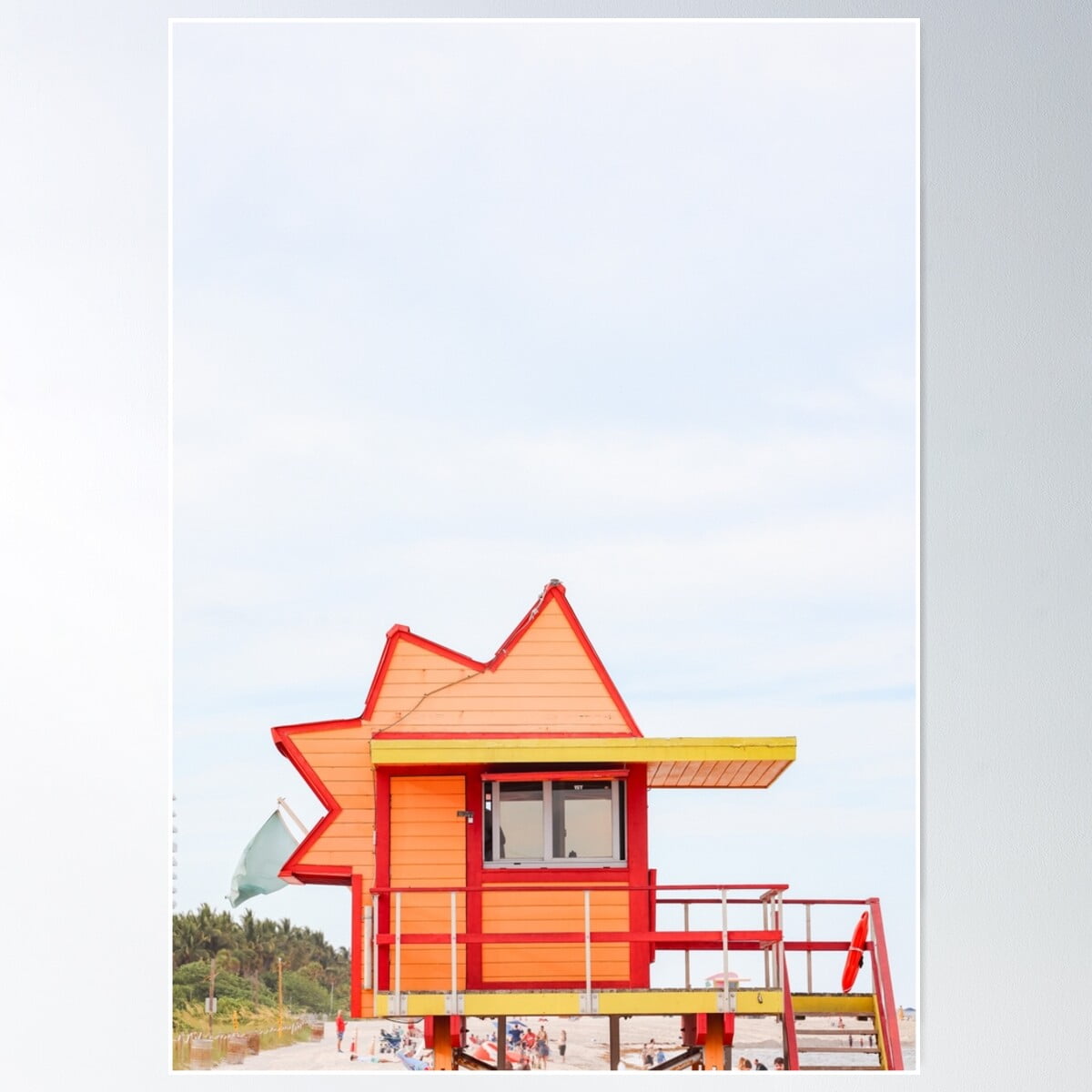 Orange Star Miami Beach Lifeguard Tower - Retro Beach Poster Wall Art ...