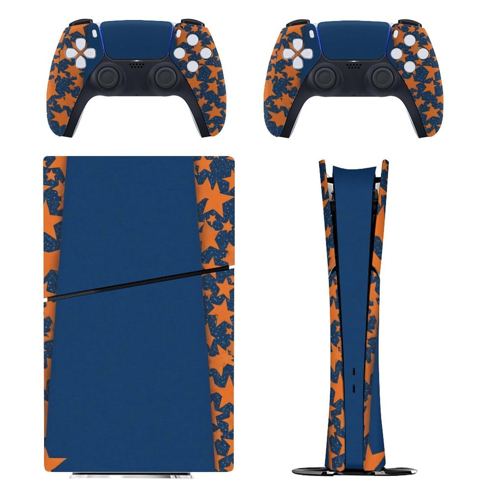 Orange Stars Scattered Console Skin Bundle for PS5 Pro Slim Disc ...