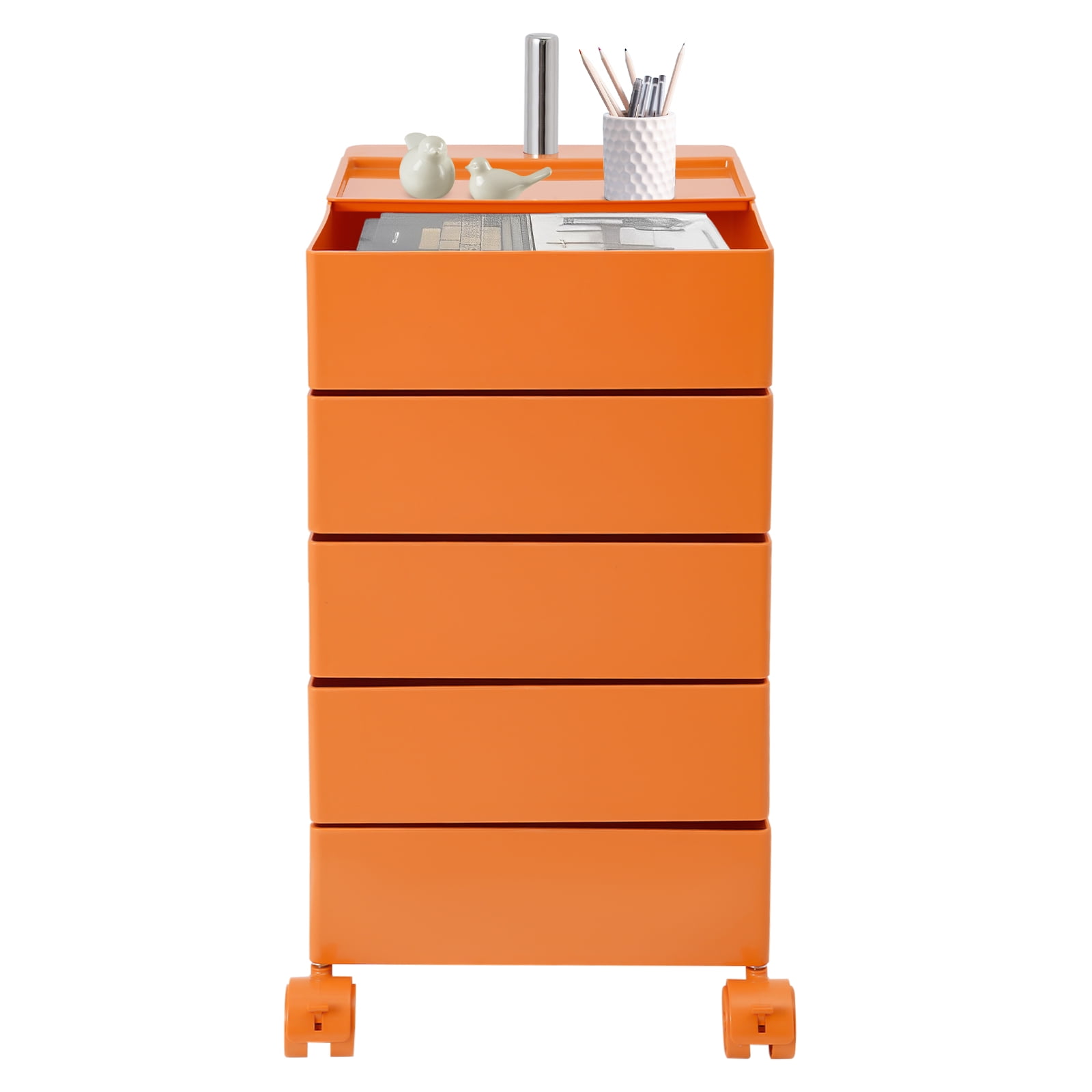 Orange Storage Cabinet, 360° Rotating Sofa Side Cabinet, 5-Tier Storage ...