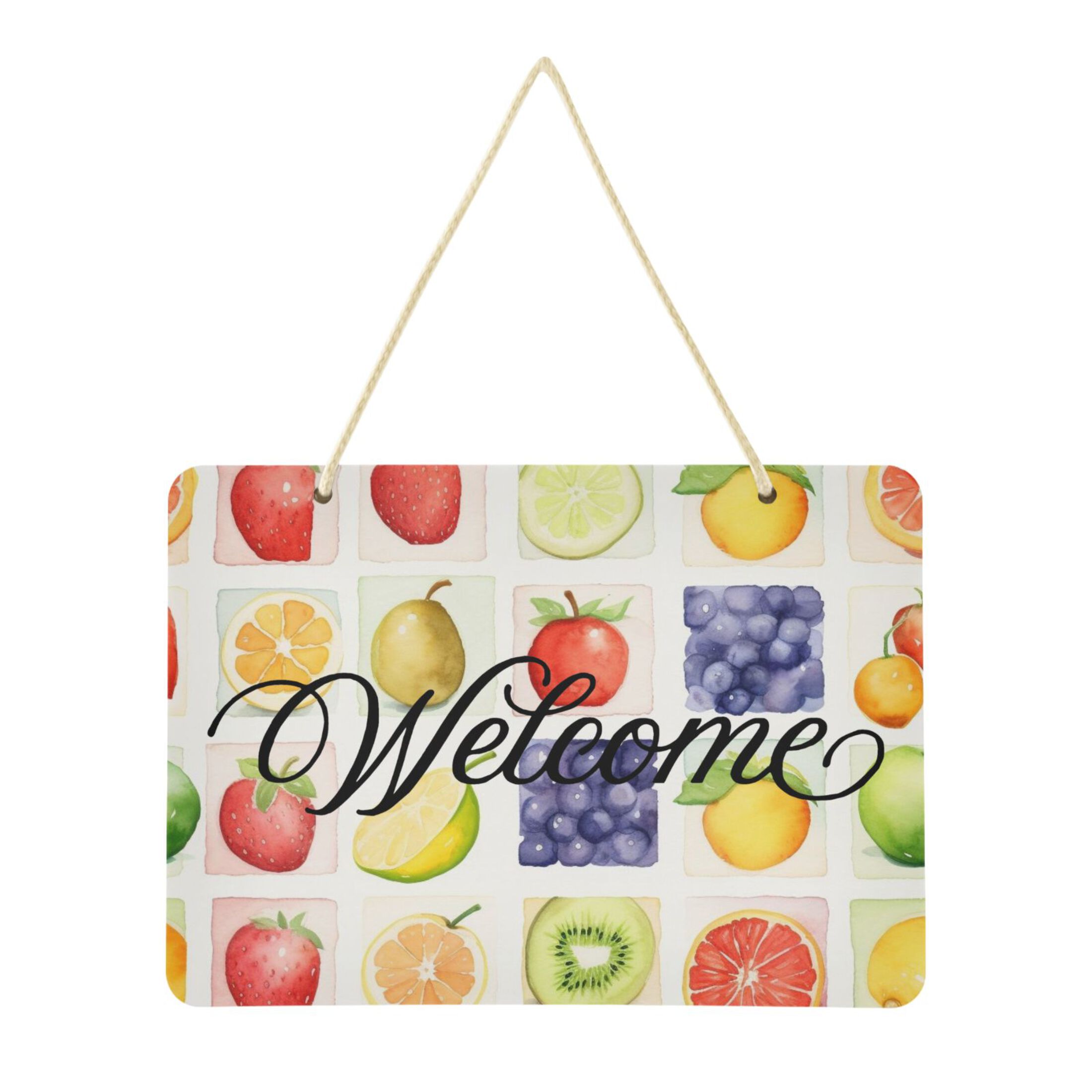 Orange Strawberry Grape Peer Welcome Sign Front Door PVC 14x10 inch ...