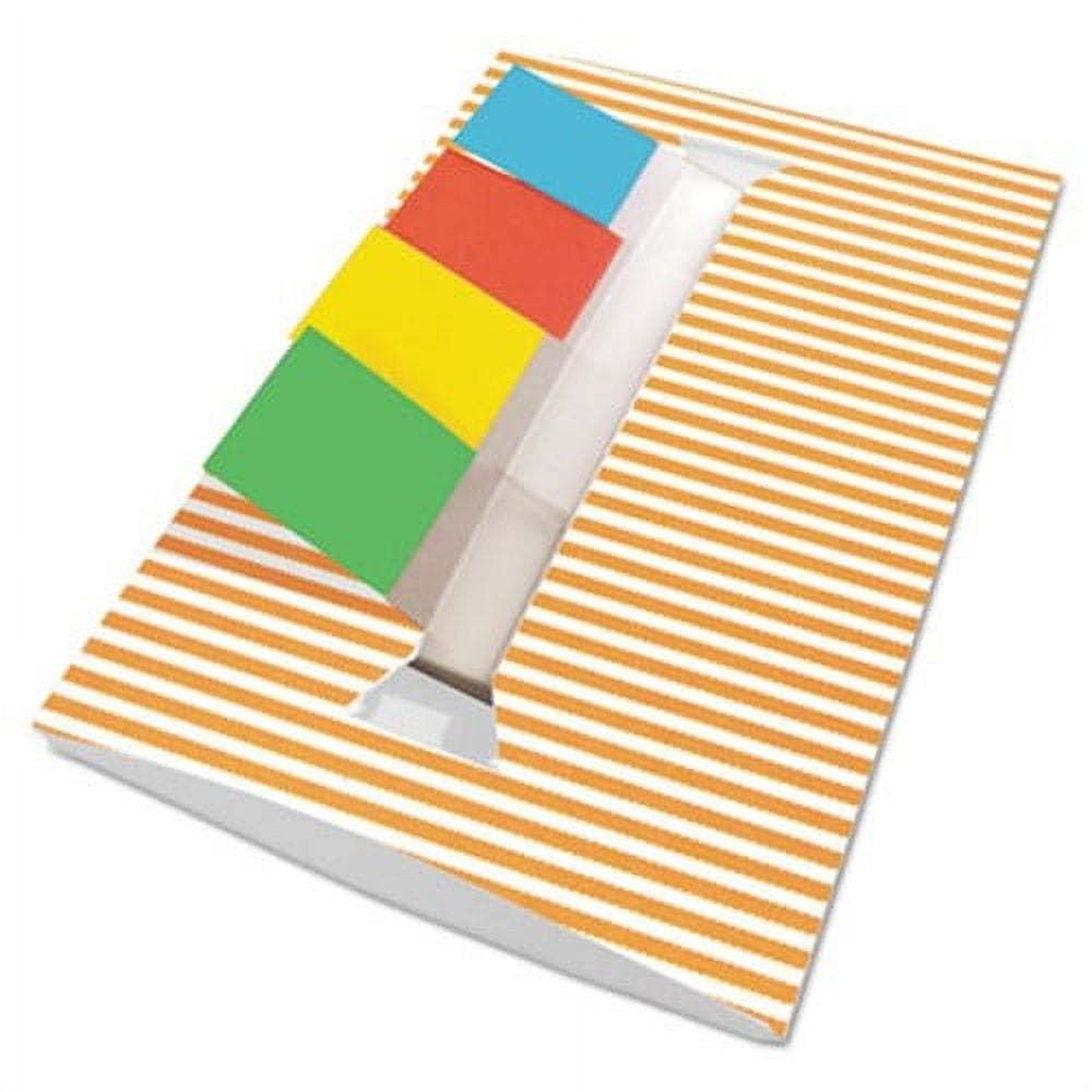 Orange Stripe Designer Pop-Up Page Flag Dispenser, 4 Pads of 35 Flags ...