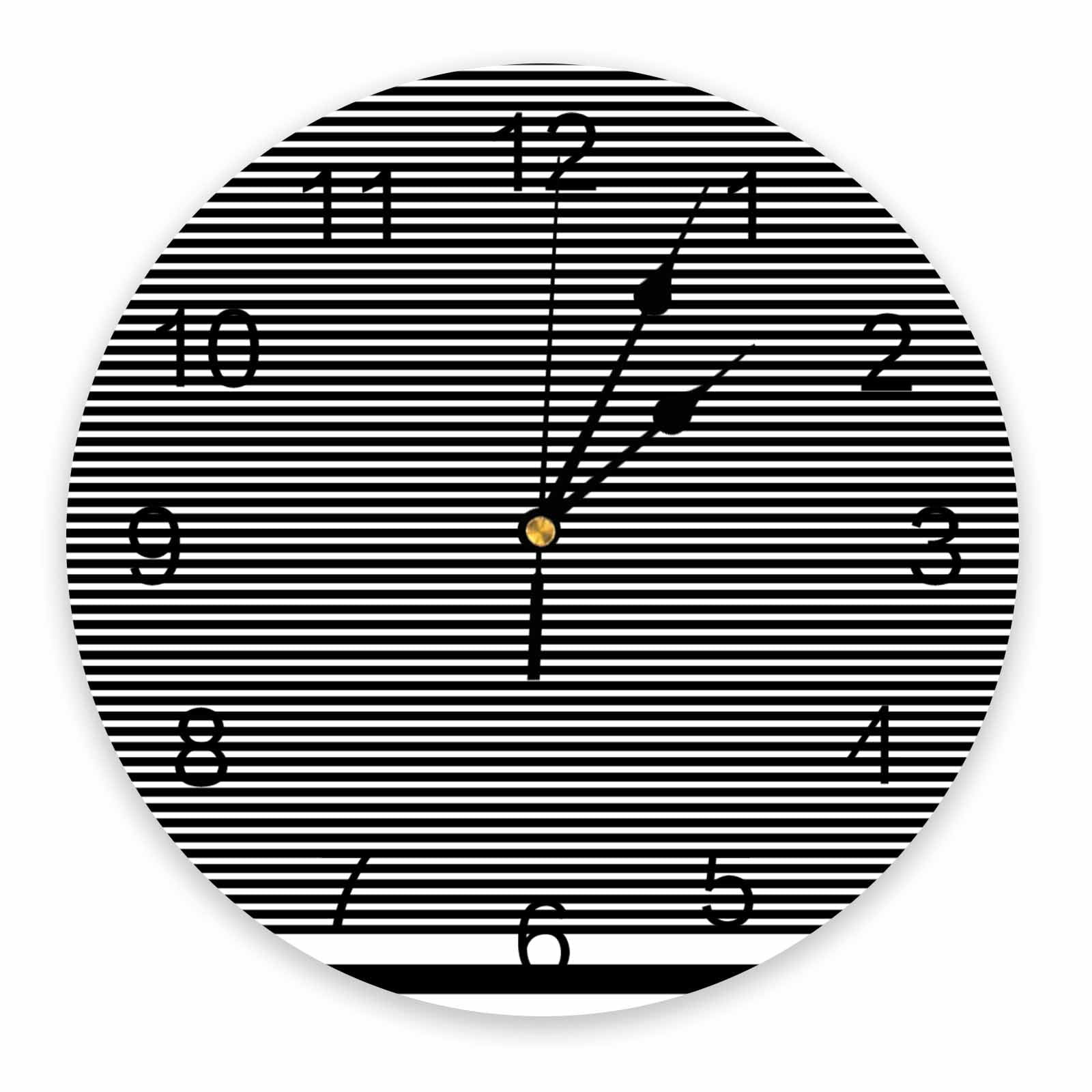 Orange Striped Geometric Abstraction PVC Wall Clock Bedroom ration Wall ...