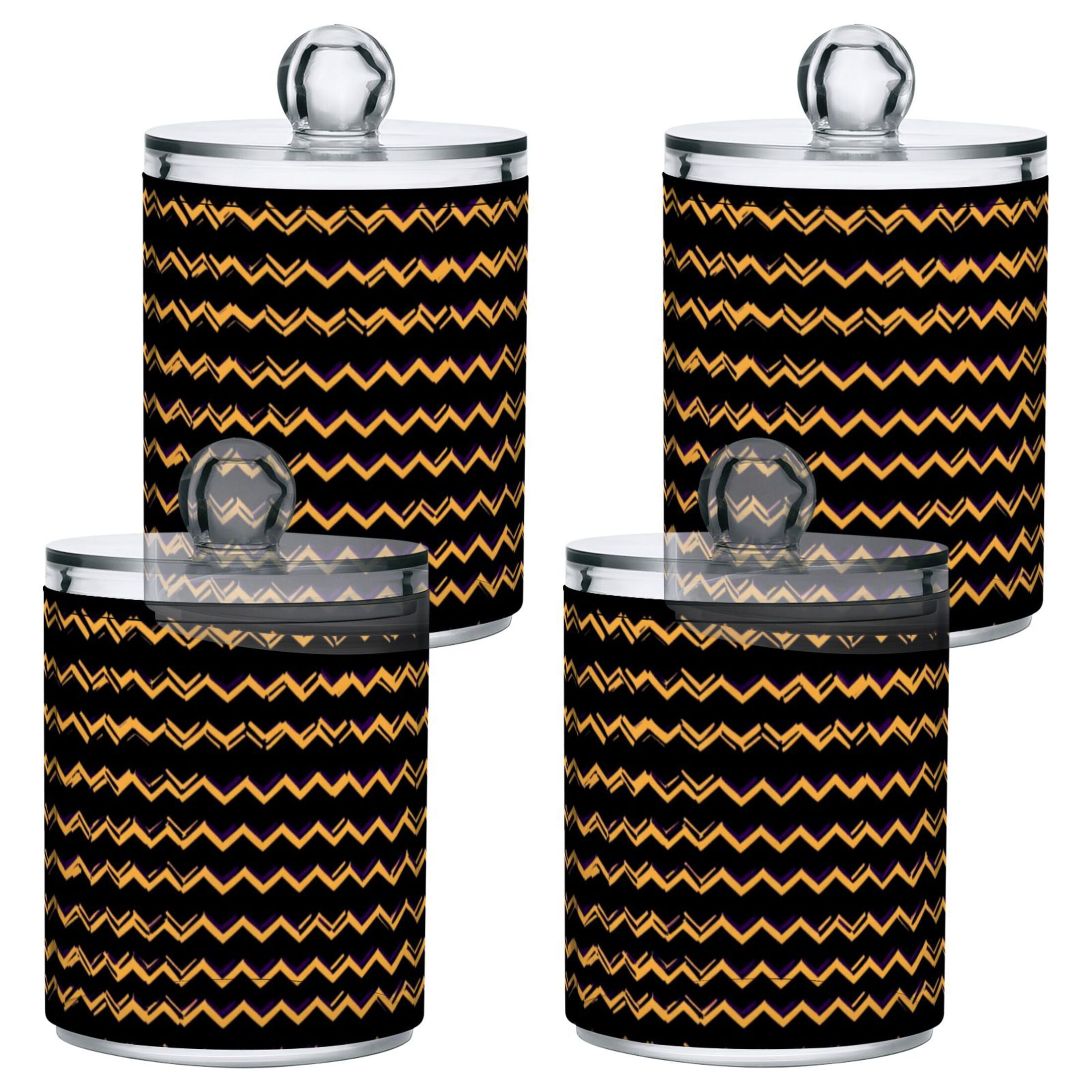 Orange Striped Pattern Bathroom Canisters Set of 4 Translucent Plastic ...