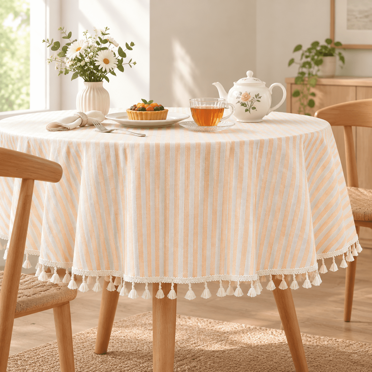 Orange Striped Tablecloth Rectangleton Table Cloth 60x120 Inch ...