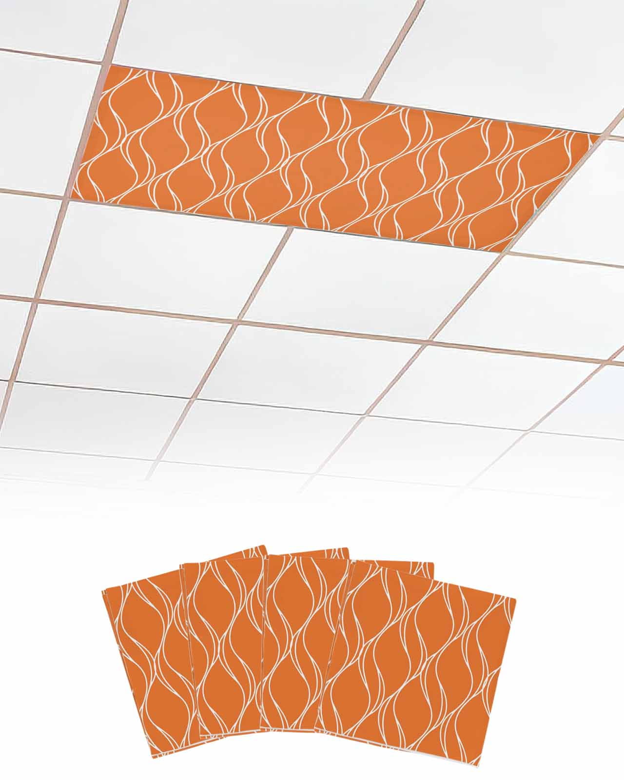 Orange Stripes Fluorescent Light Covers for Ceiling Lights 4x2 feet,4 ...