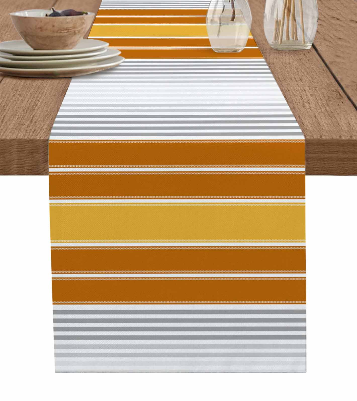 Orange Stripes Table Runner 72 Inches, Modern Farmhouse Simple Vertical ...