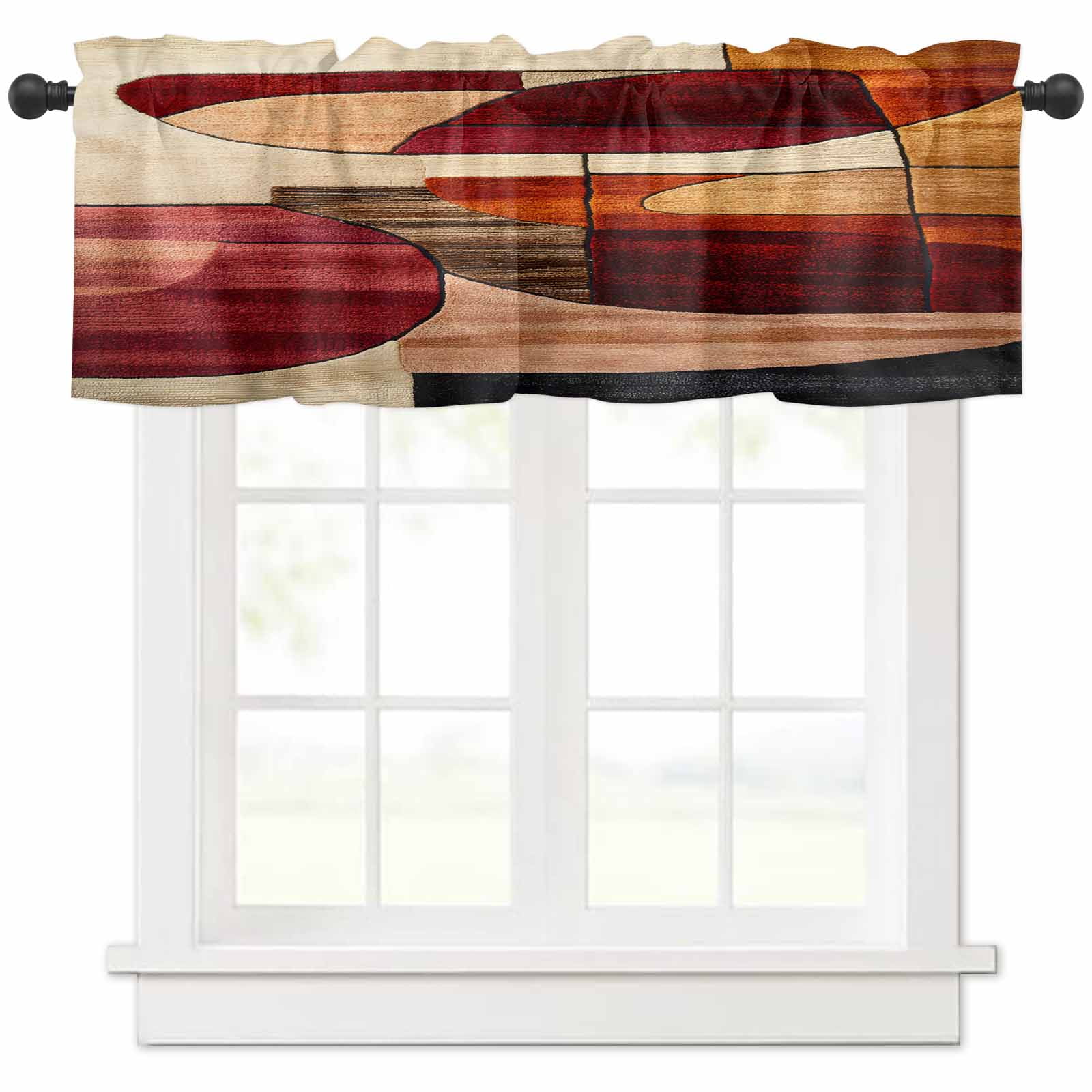 Orange Stripes Valances for Windows Farmhouse Kitchen Curtains Valances ...