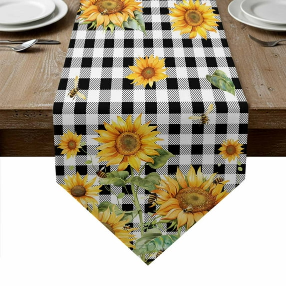 Orange Sunflower Table Runner Linen Burlap Table Runner 120 Inches Long ...