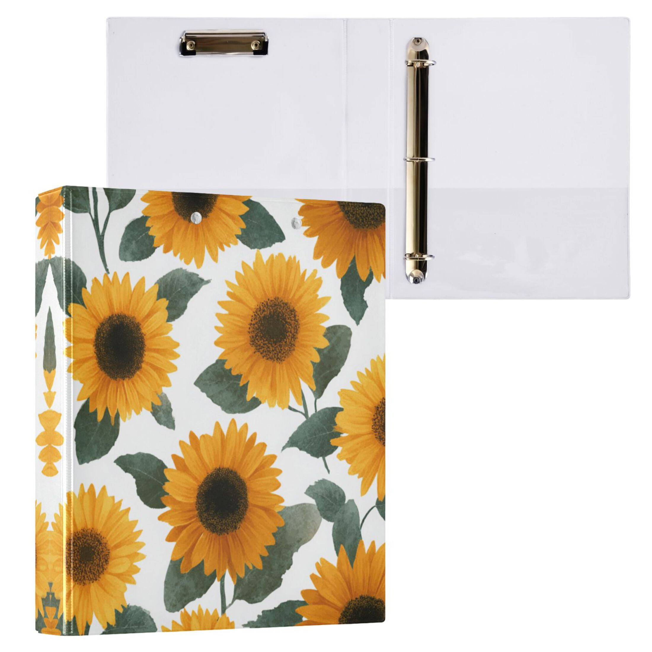 Orange Sunflowers 3 Ring Hardcover Binders 1.5in Round Rings for Letter ...