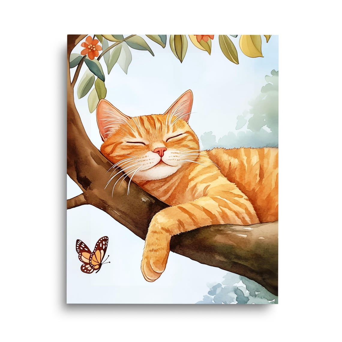 Orange Tabby Cat Print, Sleeping Kitten Wall Art, Cute Cat Nursery ...