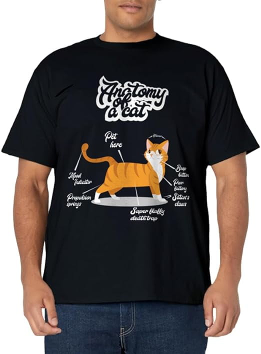 Orange Tabby Cat T-Shirt | Anatomy of a Cat Cute Present - Walmart.com