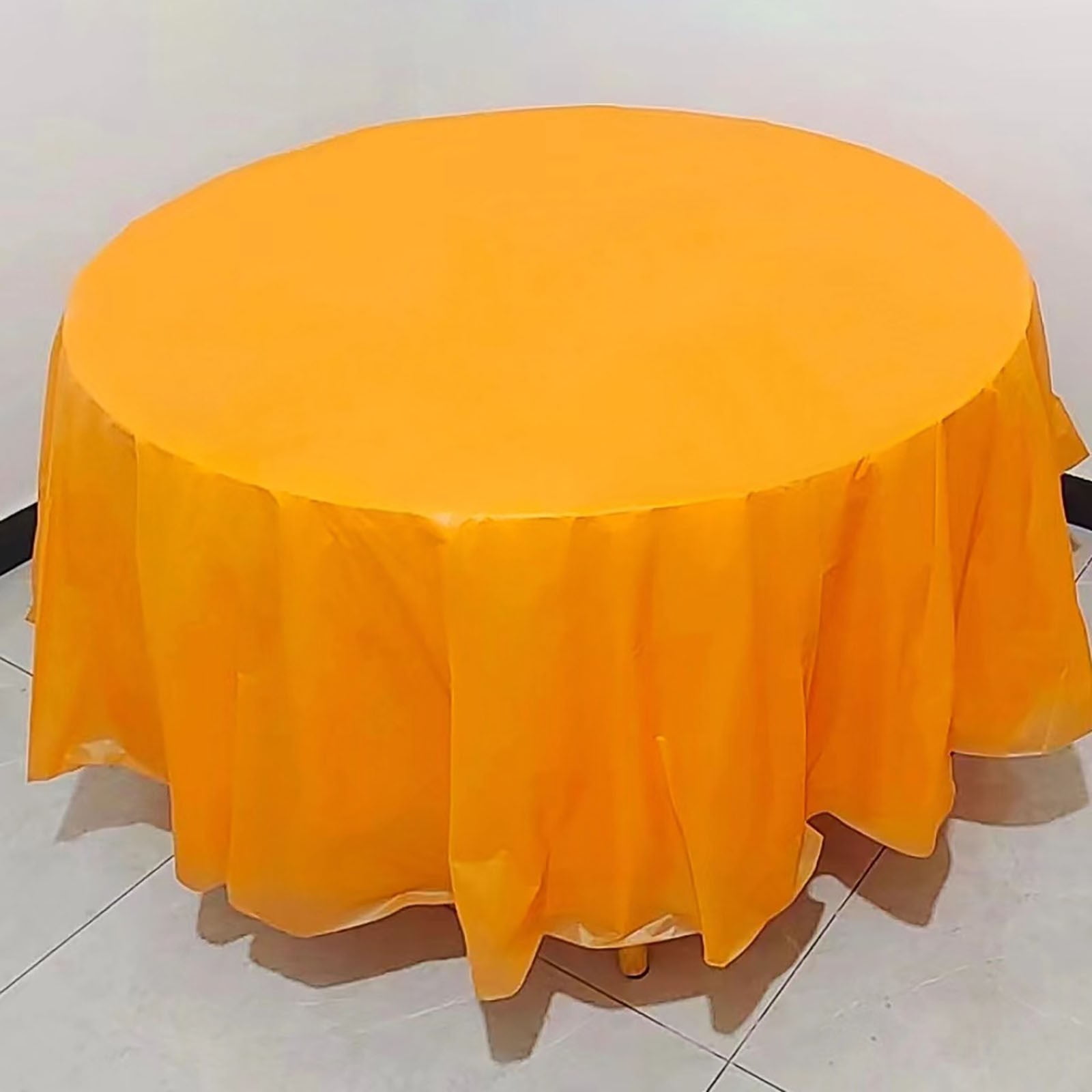 Orange Table Cloth 12 Pack Premium Plastic Disposable 84 Inch Round ...
