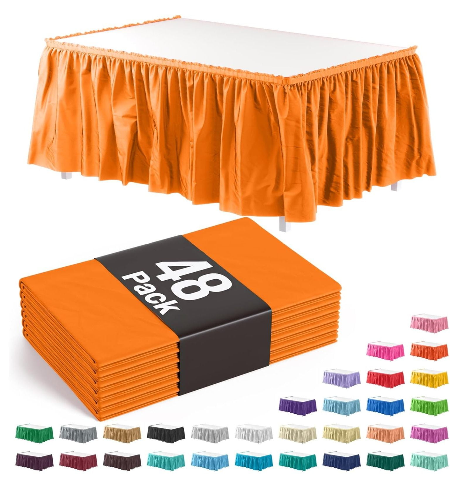 Orange Table Skirt Pack 29" X 14' Disposable Plastic Table Skirts for ...