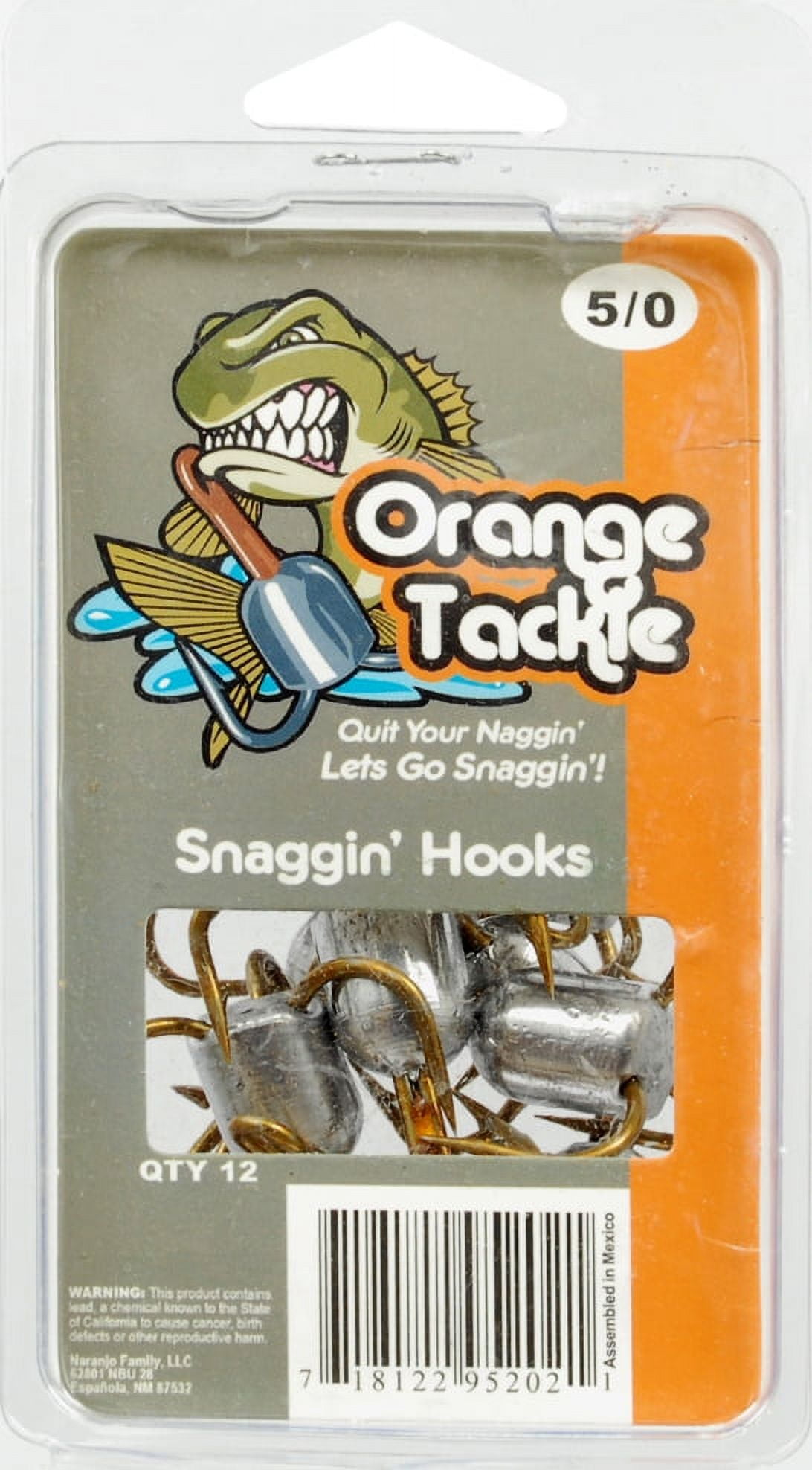 Orange Tackle Snaggn' Hooks Size 5/0 Weight ed - Walmart.com