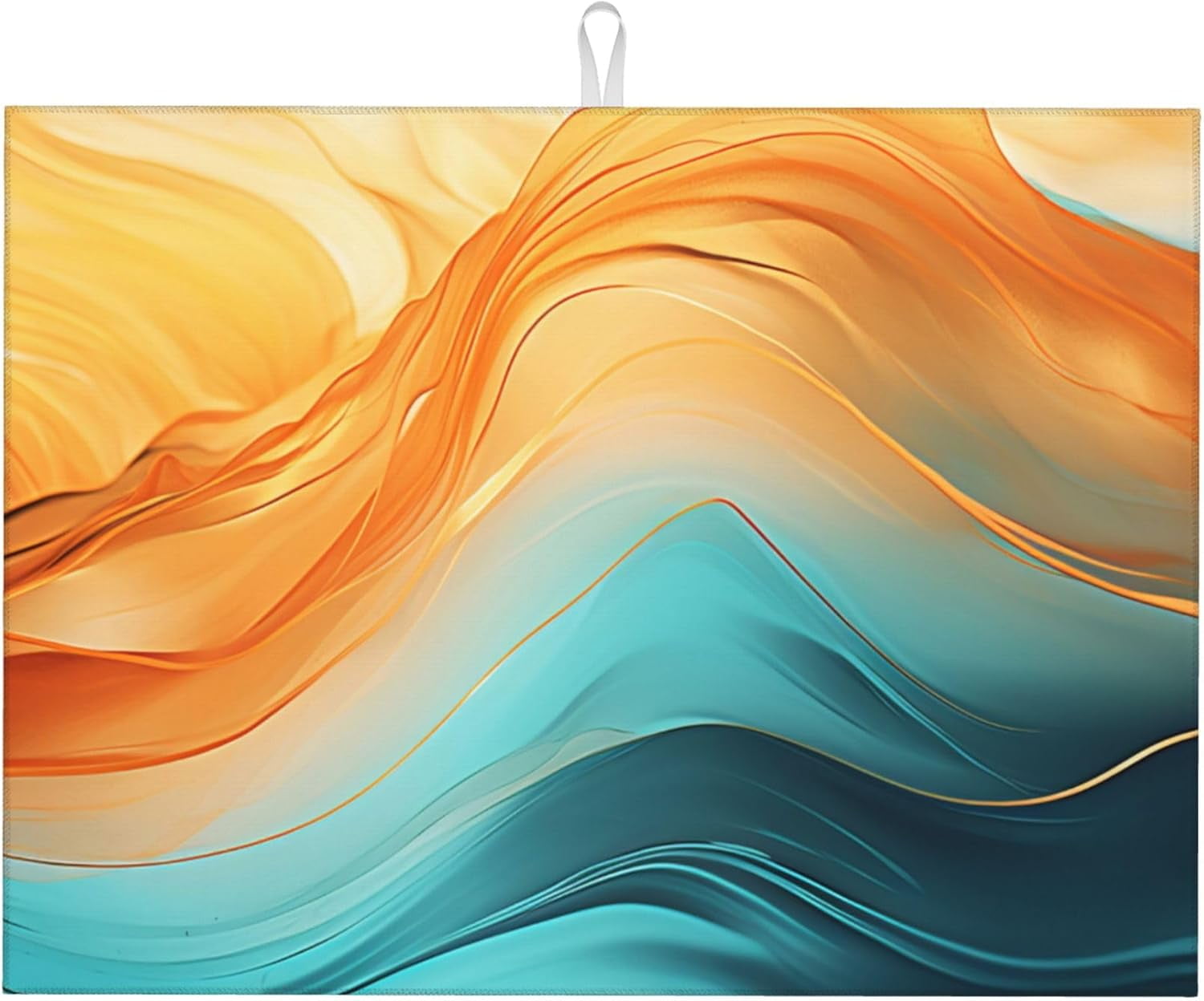 Orange Teal Marble Dish Drying Mat for Kitchen Decor Modern Dish ...