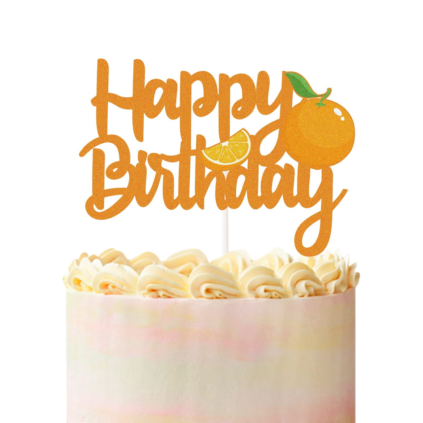 Orange Theme Party SCH4 Cake Topper,Happy Birthday Cake Topper,Summer ...
