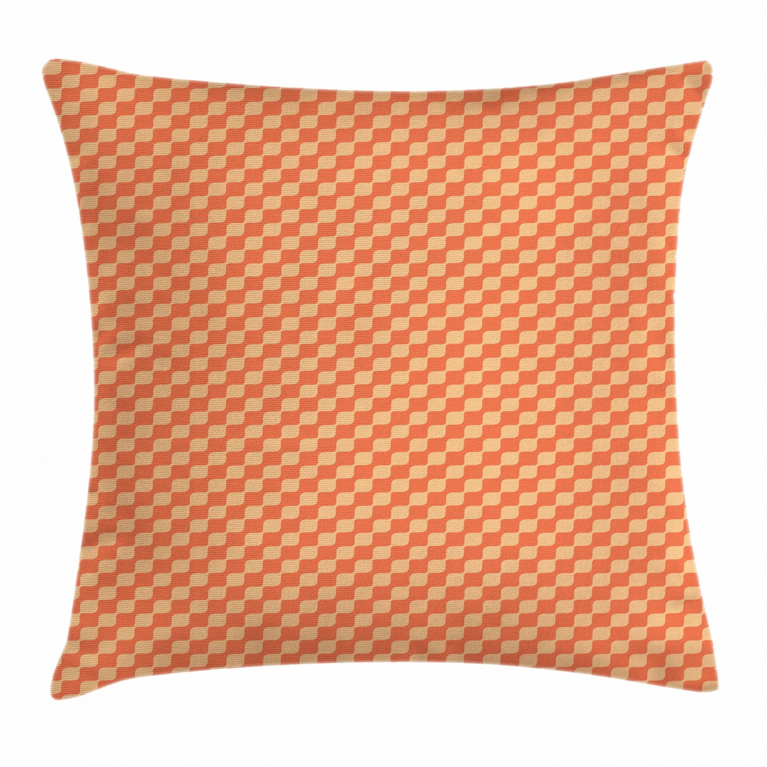 Orange Throw Pillow Cushion Cover, Abstract Repeating Diagonal Wavy ...