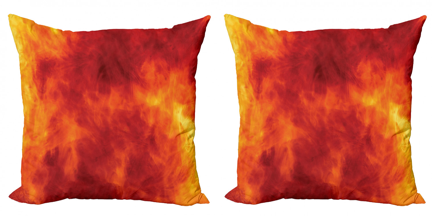 Orange Throw Pillow Cushion Cover Pack of 2, Graphic of Fire Vibrant ...