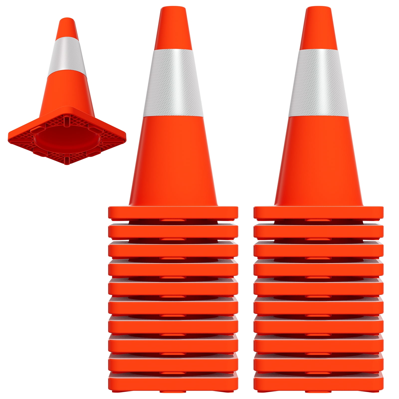 Orange Traffic Delineator, Heavy Duty Base, 18 Inch Tall, Reflective ...