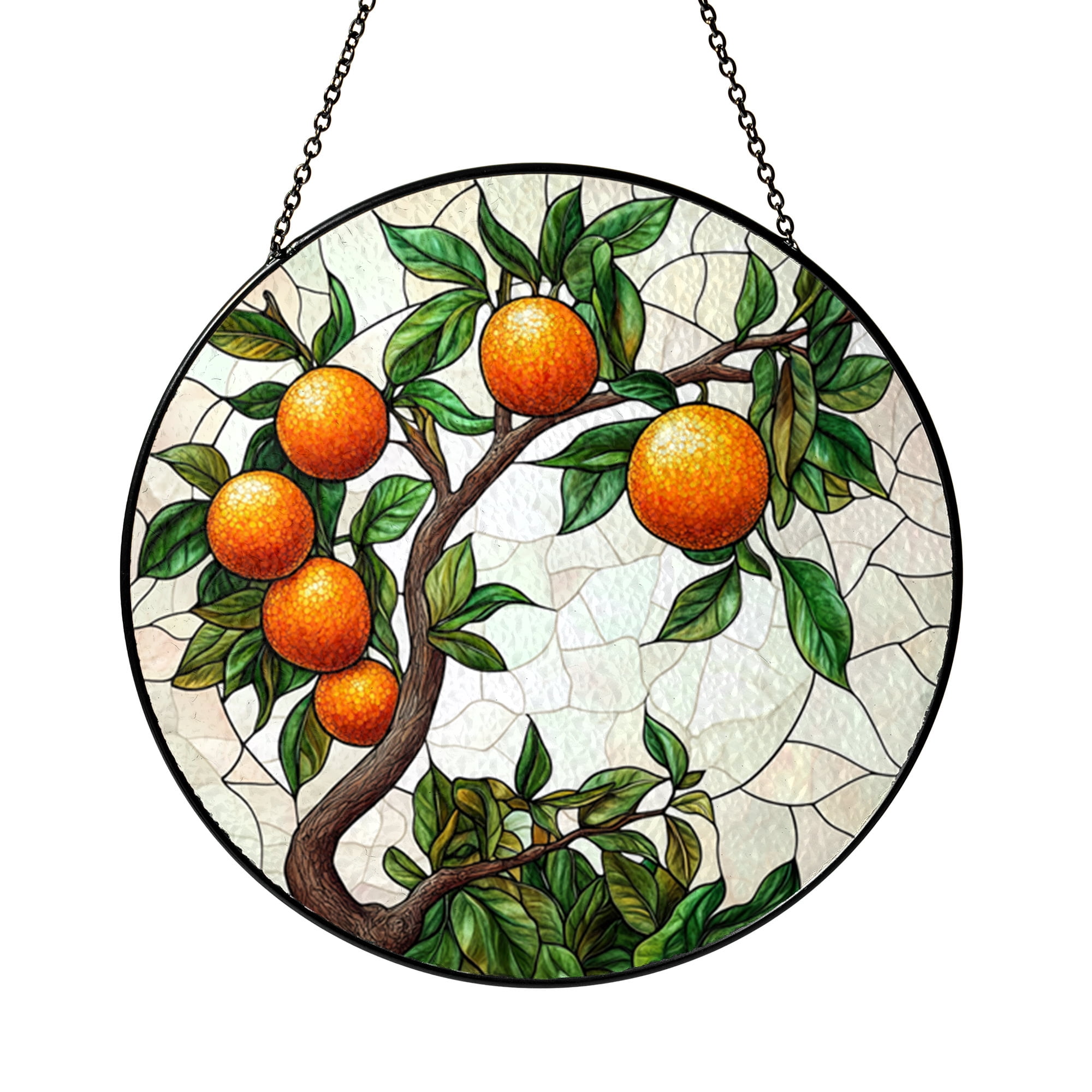 Orange Tree Branch Stained Glass Suncatcher – Nature Inspired Window ...