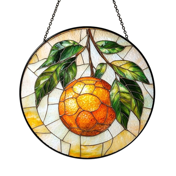 Orange Tree Stained Glass Suncatcher – Mediterranean Window Art ...