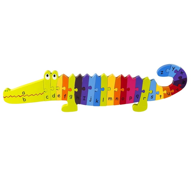 Orange Tree Toys: Crocodile Alphabet Puzzle - 25 Piece Wooden Animal ...
