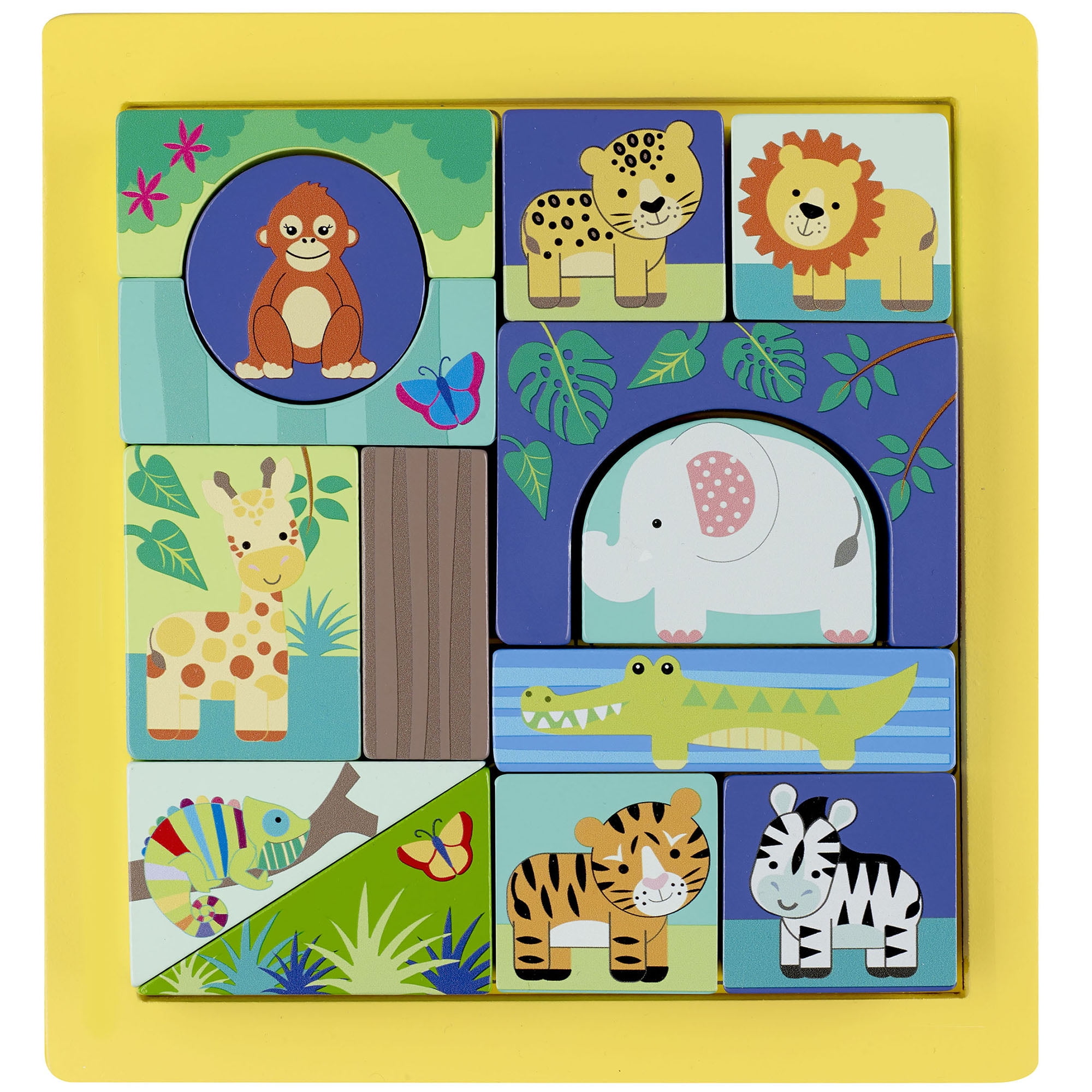 Orange Tree Toys: Jungle Animals: Block Puzzle - Hand Painted Colorful ...