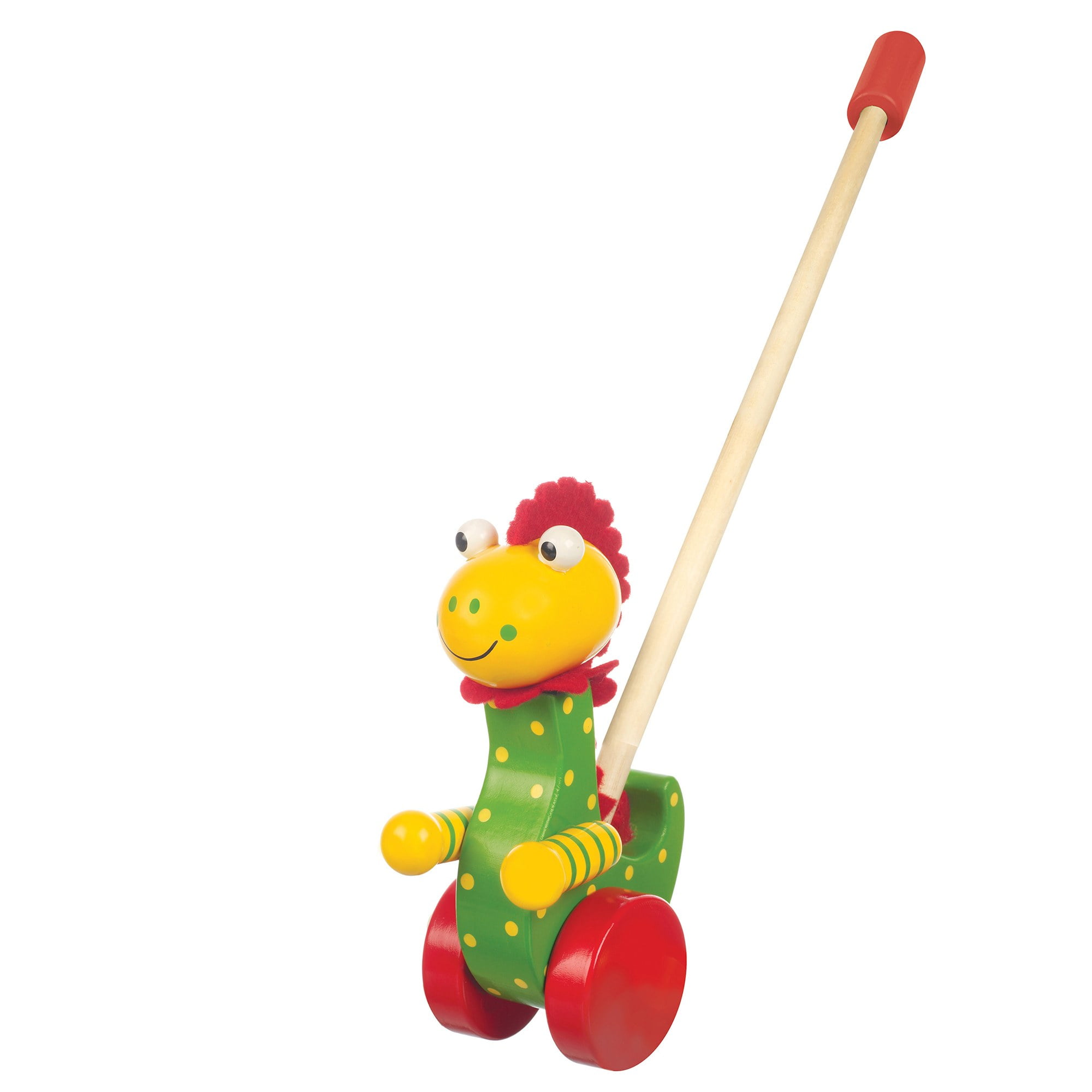 Orange Tree Toys: Push Along: Dinosaur - Wooden Toy, Colorful Wheeled ...