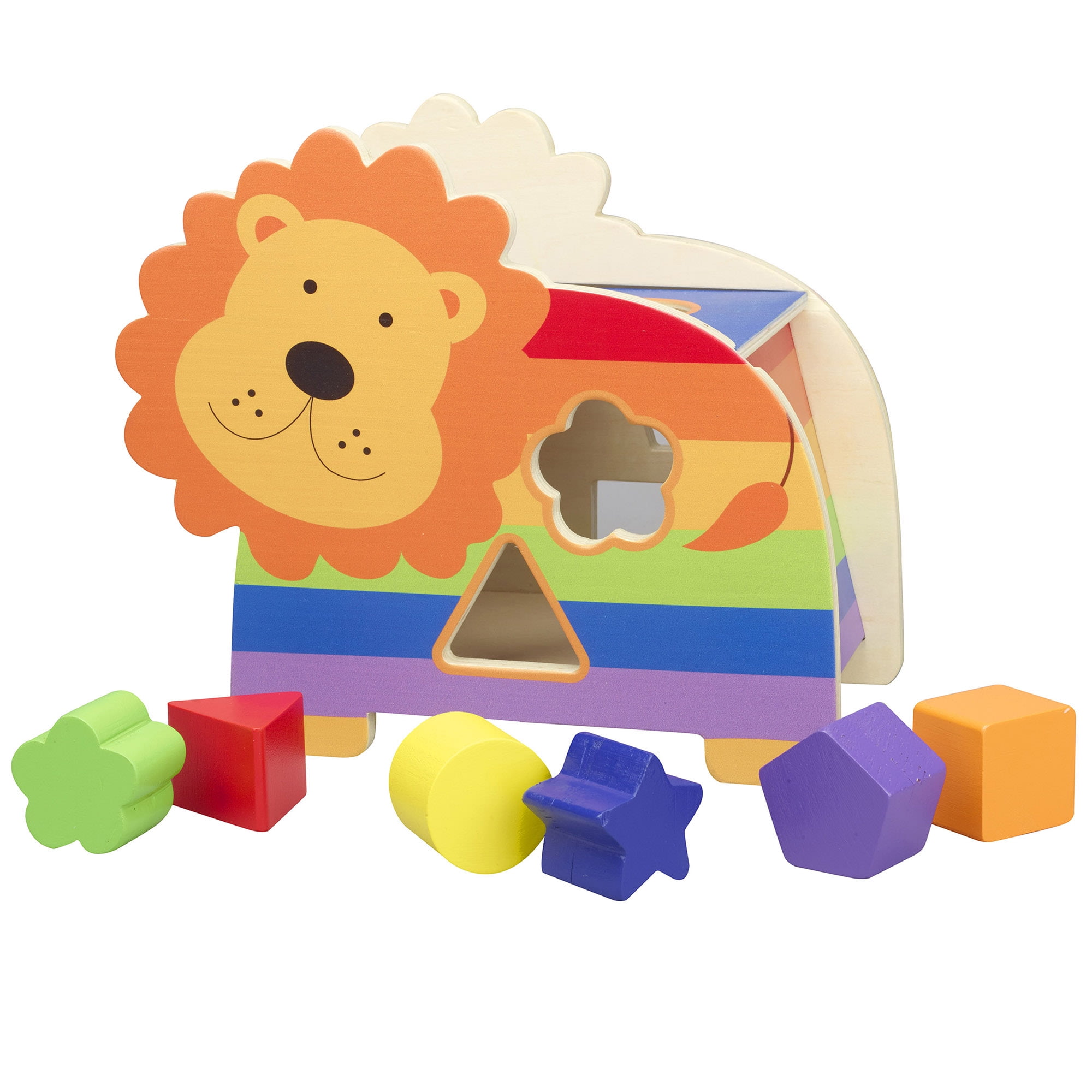 Orange Tree Toys: Shape Sorter: Lion - Wooden Wheeled Animal Sorter, 6 ...