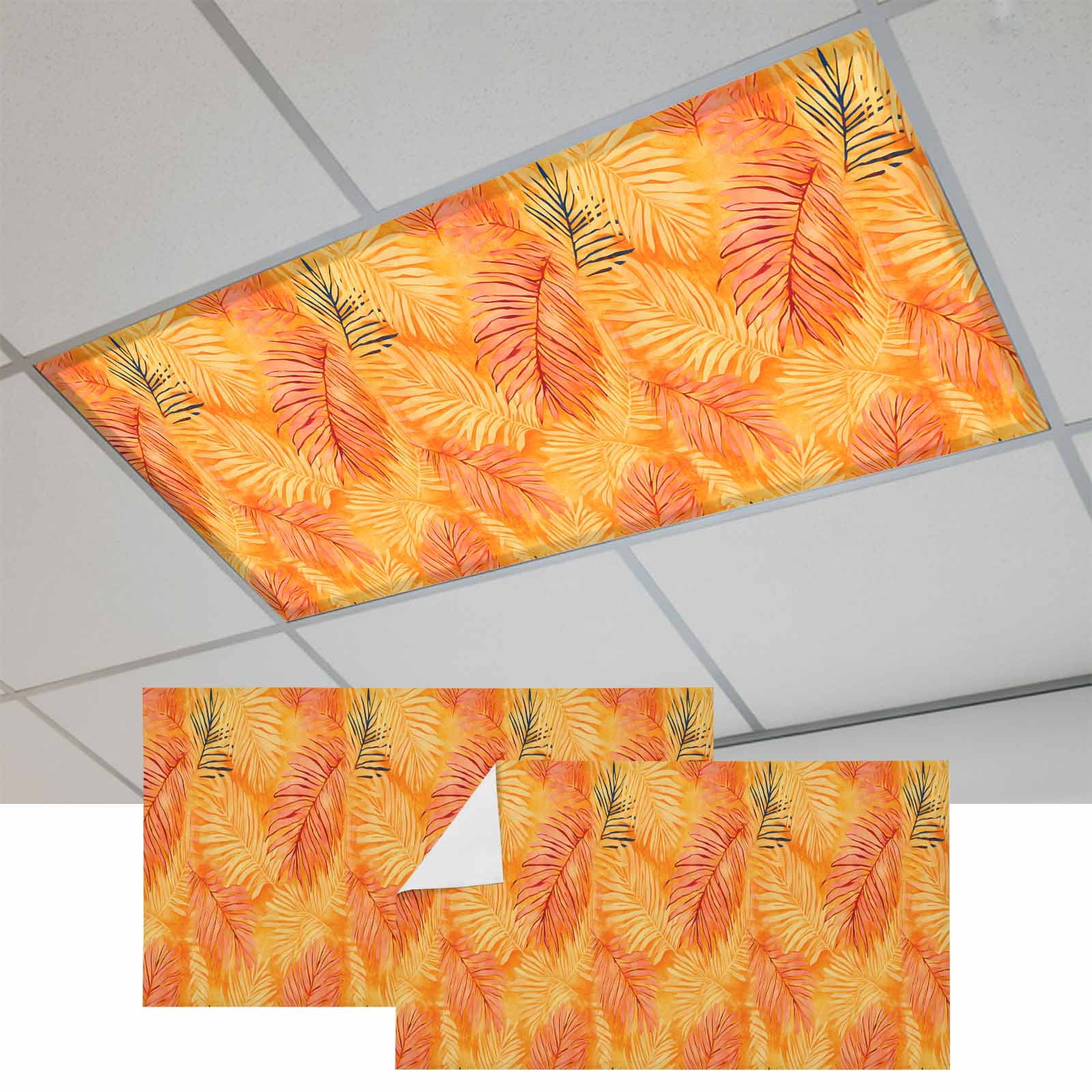 Orange Tropical Leaf Magnetic Fluorescent Light Covers for Ceiling ...