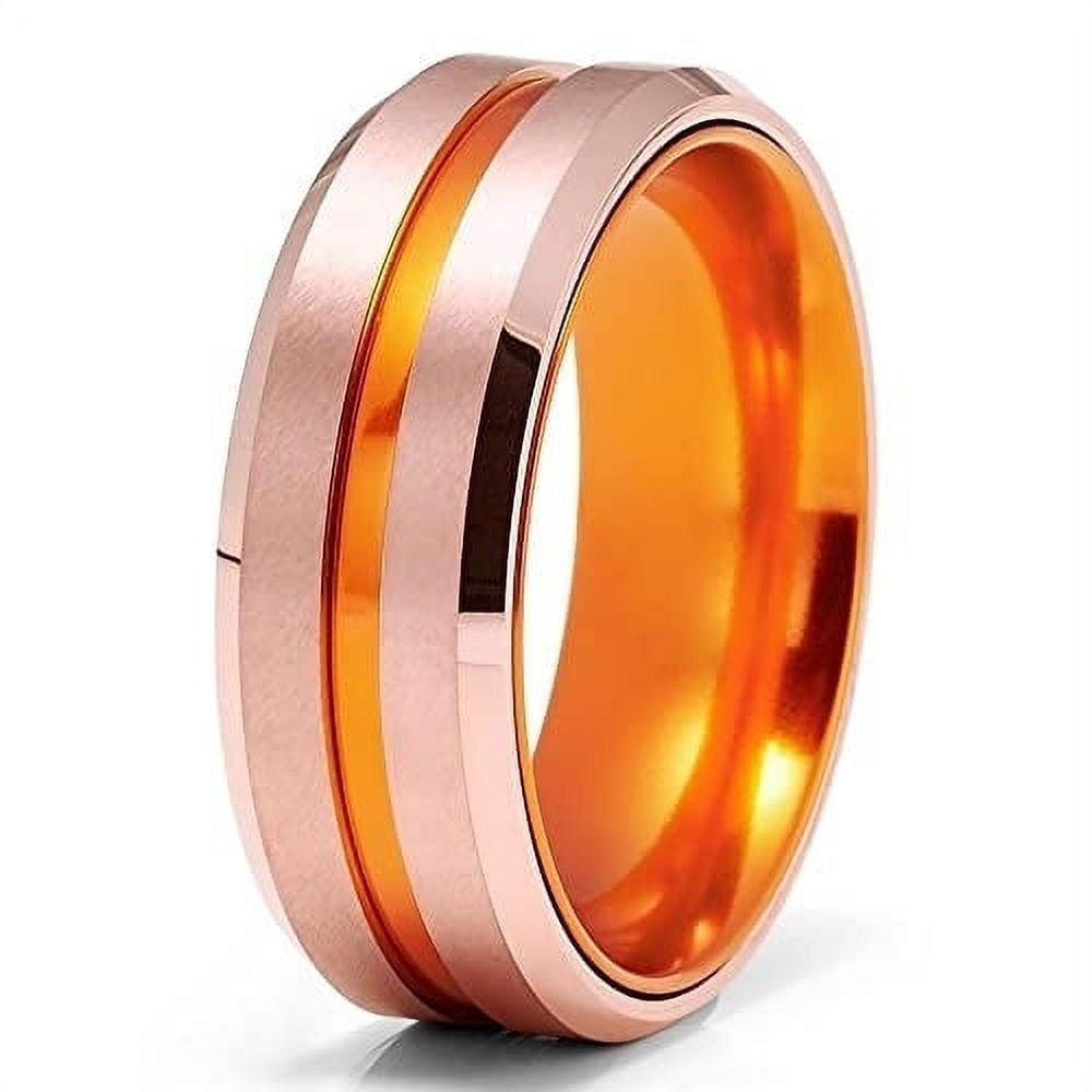 Orange Tungsten Wedding Ring,8mm Wedding Ring,Tungsten Wedding Band ...