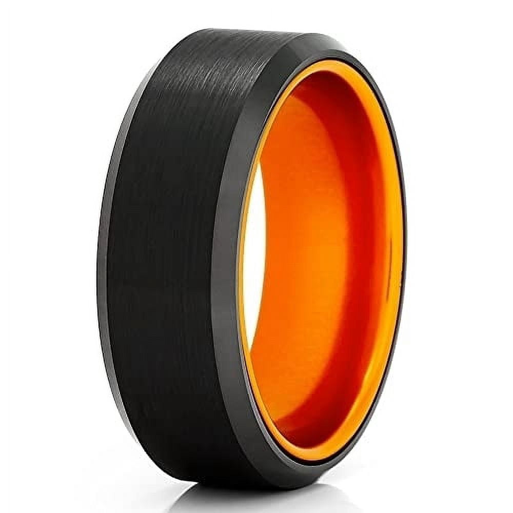 Orange Tungsten Wedding Ring,Orange Wedding Band,8mm Wedding Ring ...