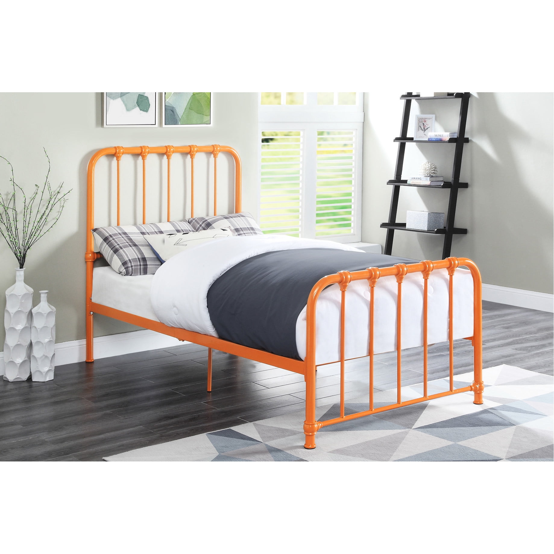 Orange Twin Metal Bed | Rounded Profile, Timeless Bedroom Addition ...