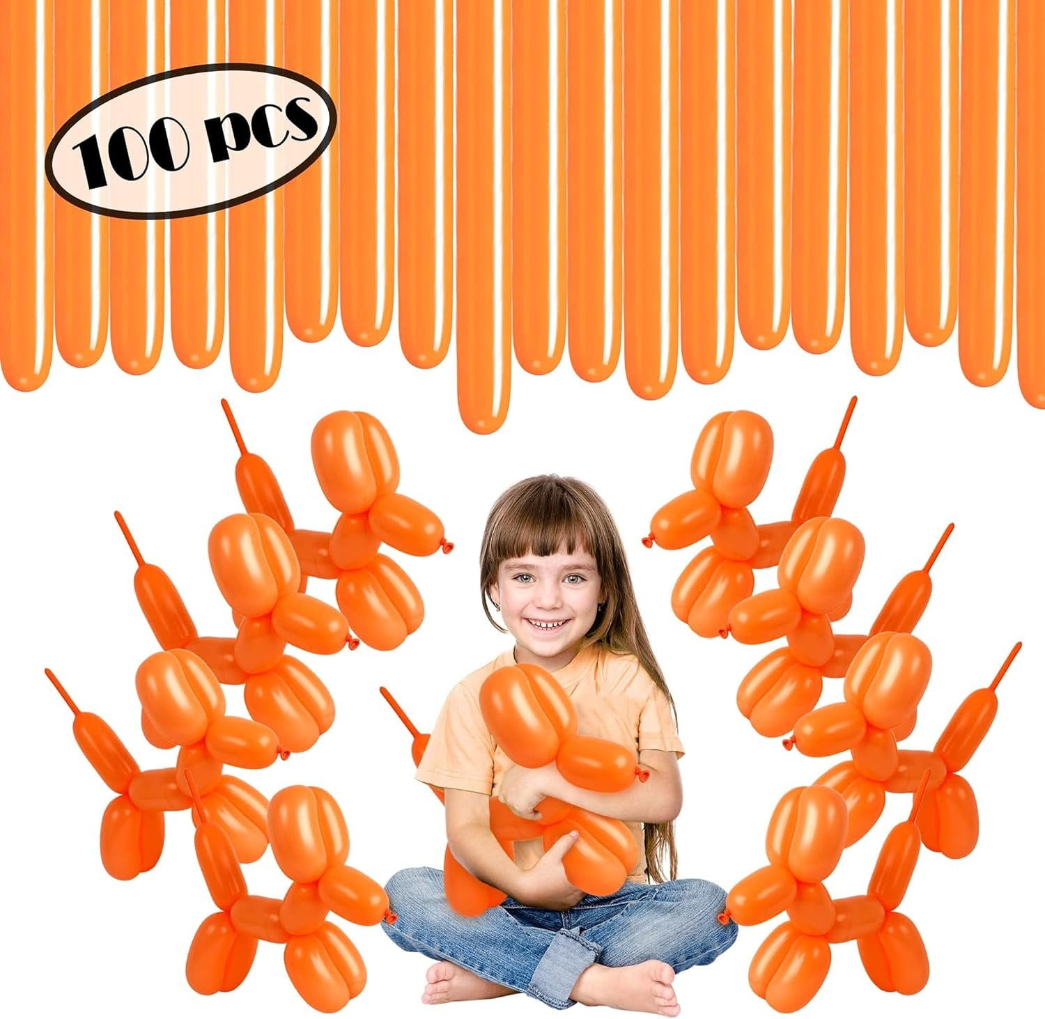 Orange Twisting Balloons - Long Balloons - 100 Pack - Walmart.com
