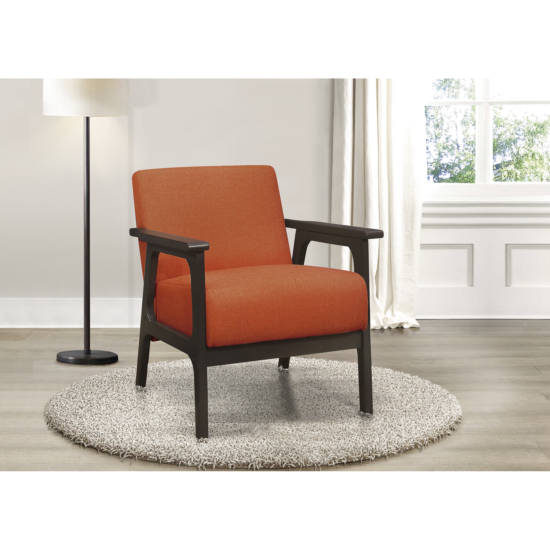Orange Upholstered Seat, Solid Rubberwood Frame, Antique Gray Living ...