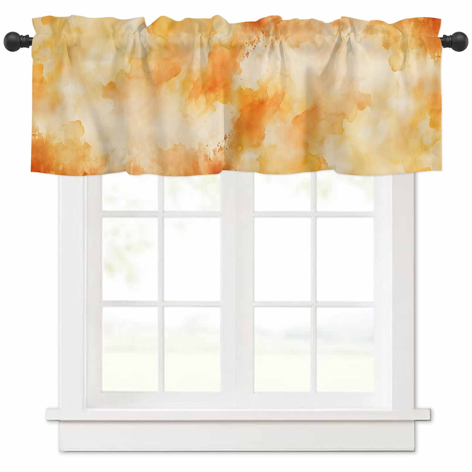 Orange Valances for Windows Farmhouse Kitchen Curtains Valances Rod ...