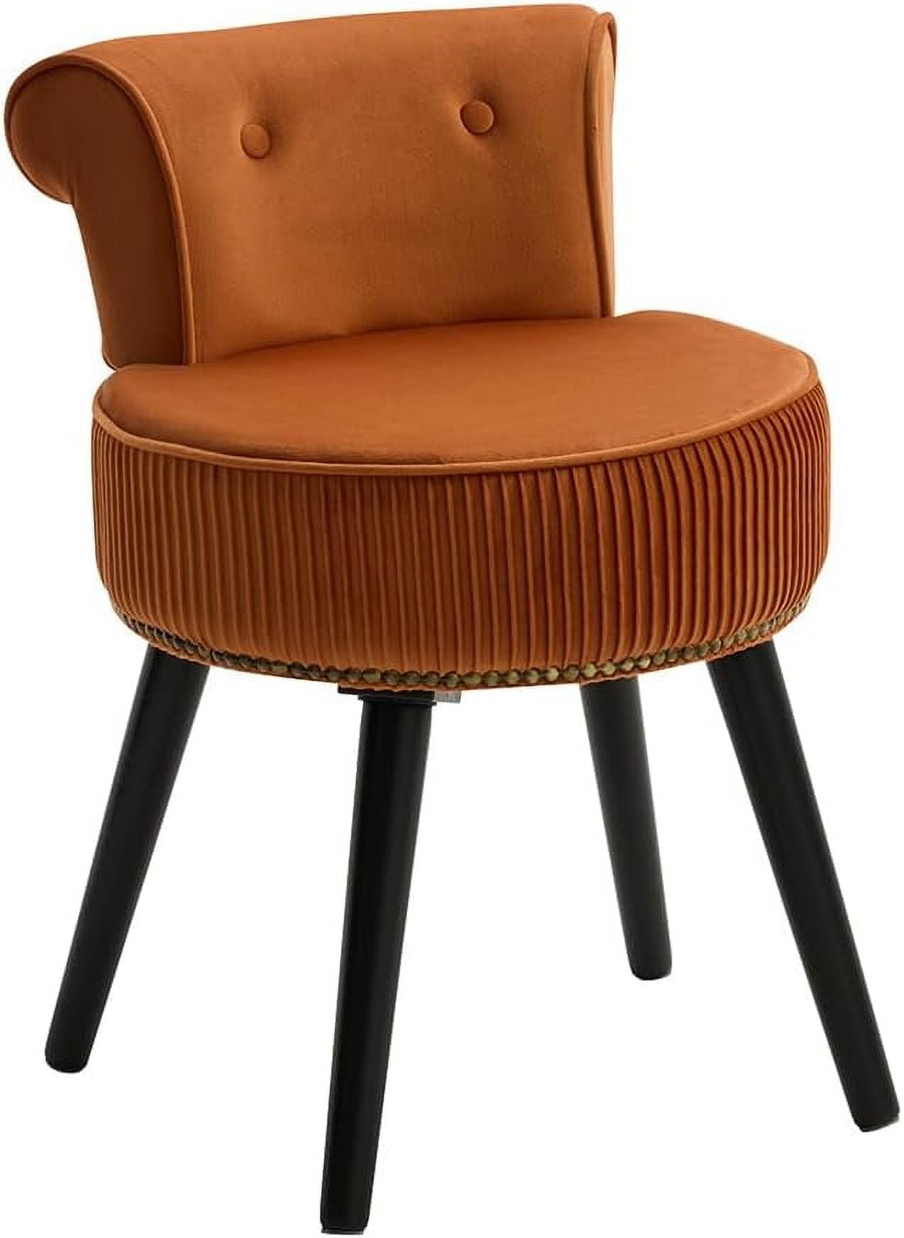 Orange Velvet Vanity Chair with Low Back Small Makeup Stool Chair ...