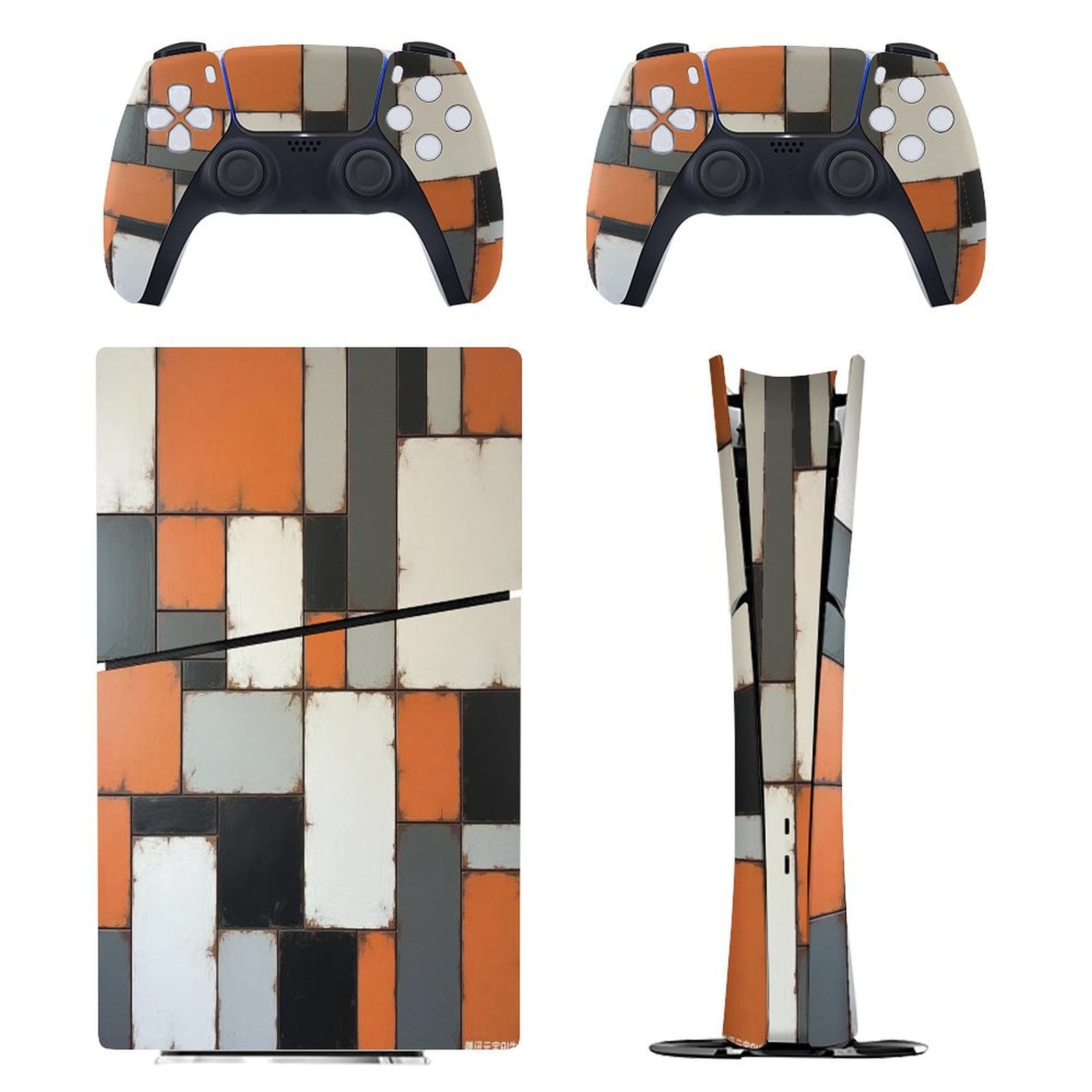 Orange White Black Gray Geometric Square Retro PS5/PS5 Slim Digital ...