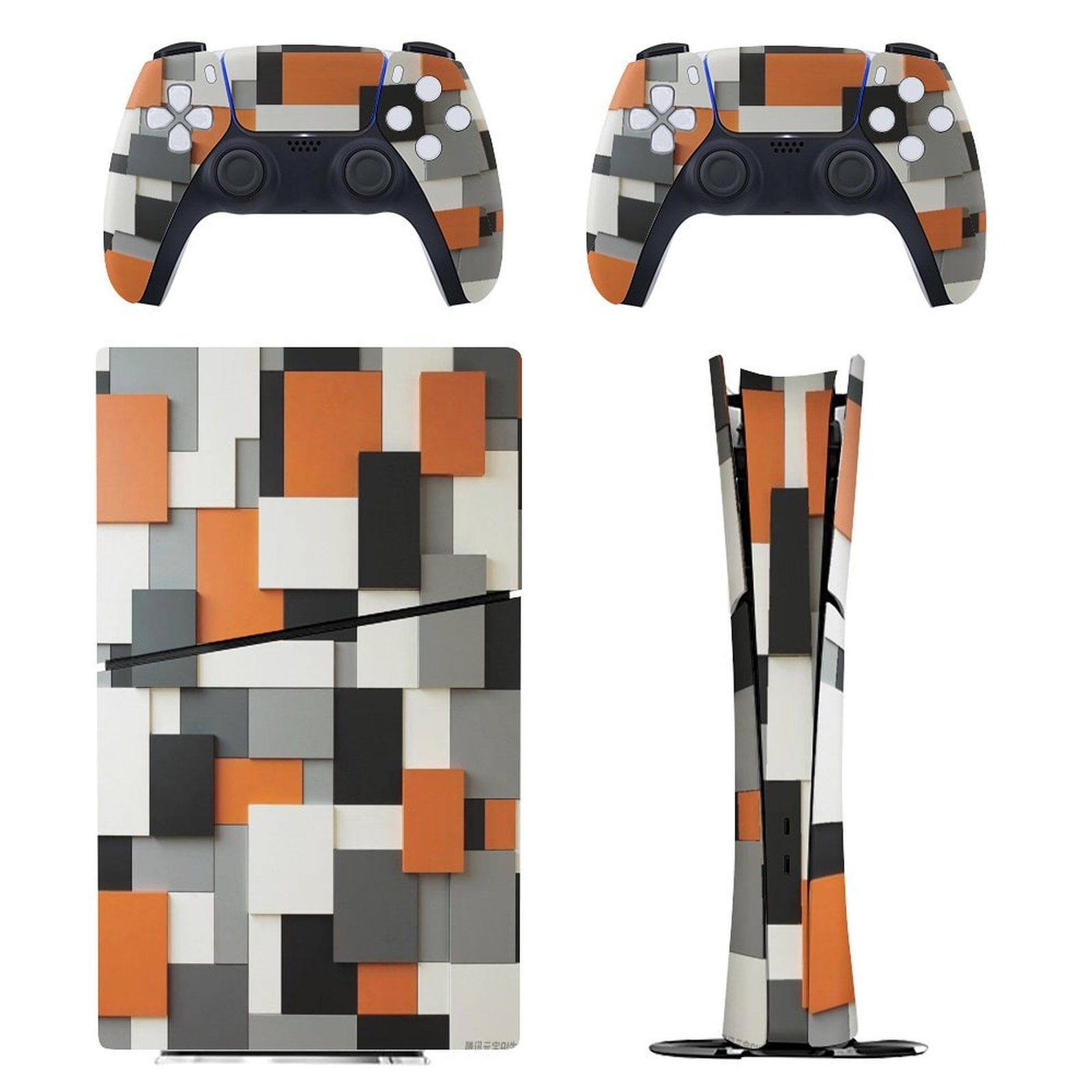 Orange White Black Grey Geometric Square PS5/PS5 Slim Digital Disc Skin ...