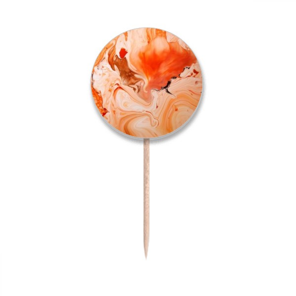 Orange White Marble Modern Pattern Toothpick Flags Round Labels Party ...