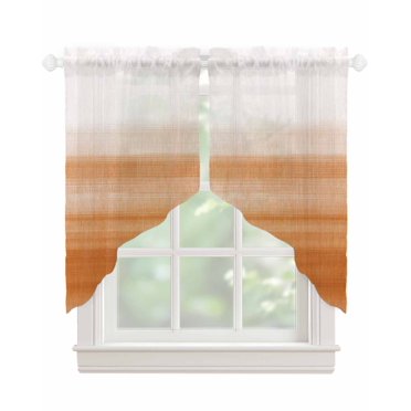 Brown Checkered Swag Valances for Windows, Farmhouse Buffalo Plaid Rod ...
