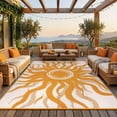 Orange & White Outdoor Rug Waterproof Reversible Plastic Straw Patio ...