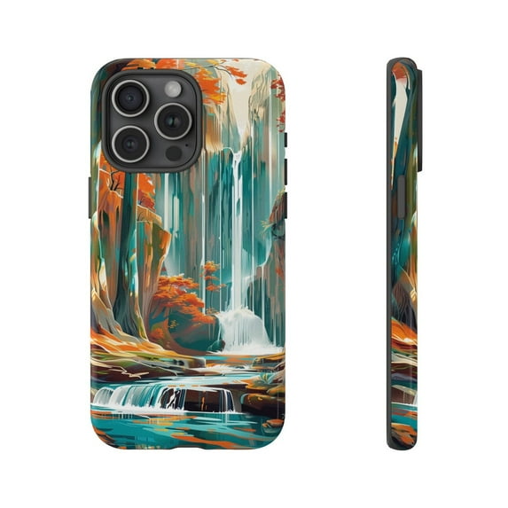 Orange Wilderness Waterfall Teal Forest Creek Scenic Nature Case with ...