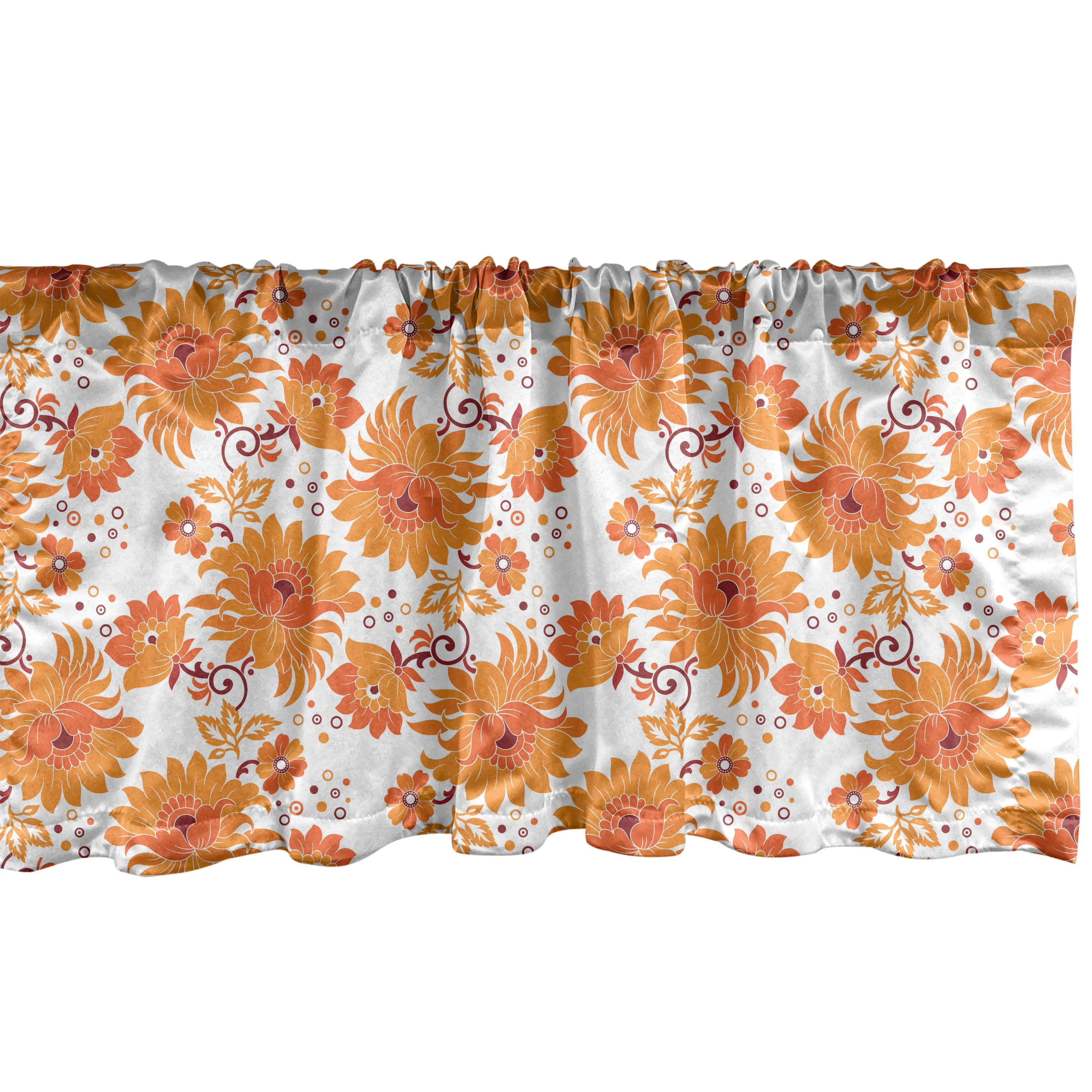 Ambesonne Orange Valance Pack of 2, Old Damask Traditional, 42"X18 ...