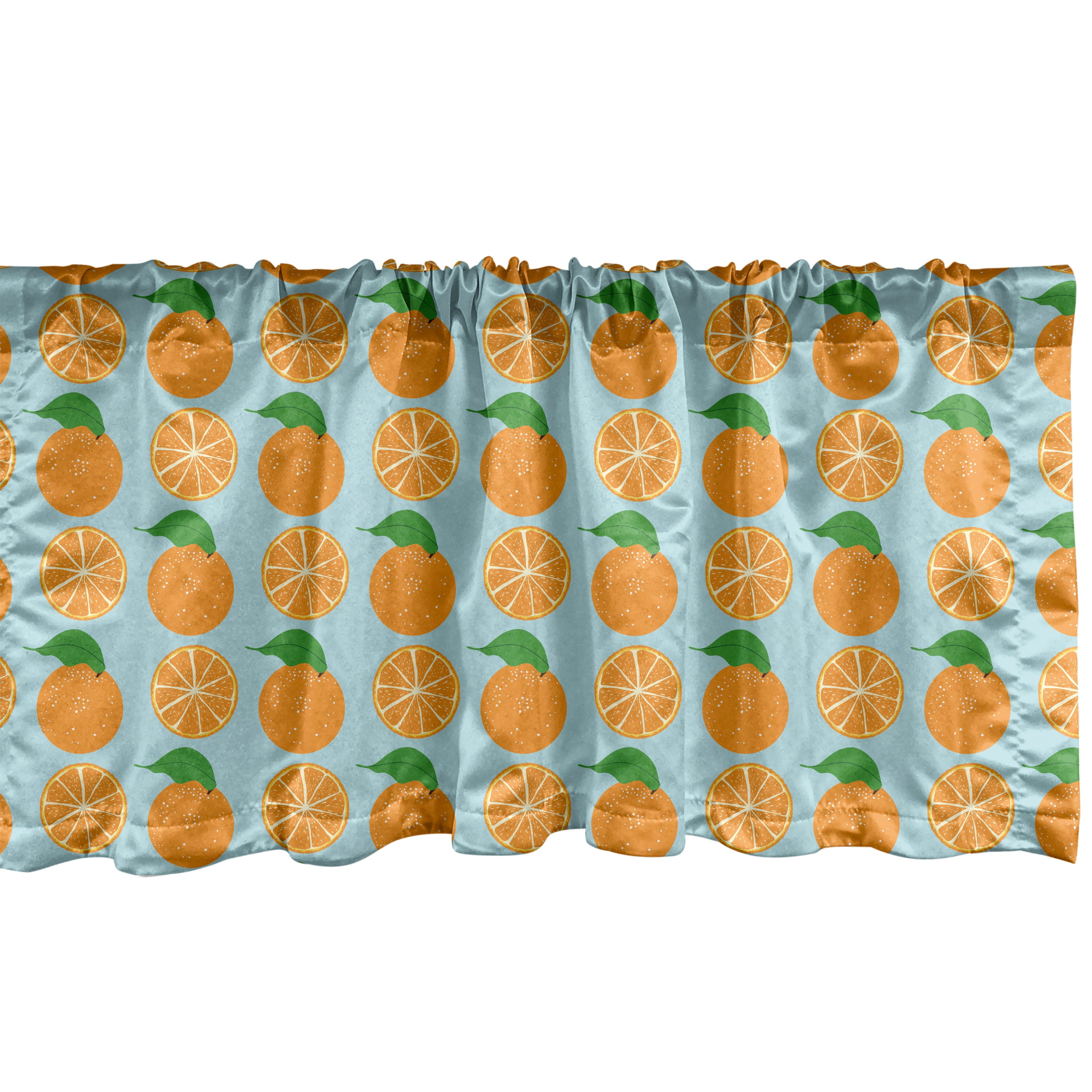 Ambesonne Orange Valance Pack of 2, Vitamin C Half Cut Fruits, 42"X18 ...